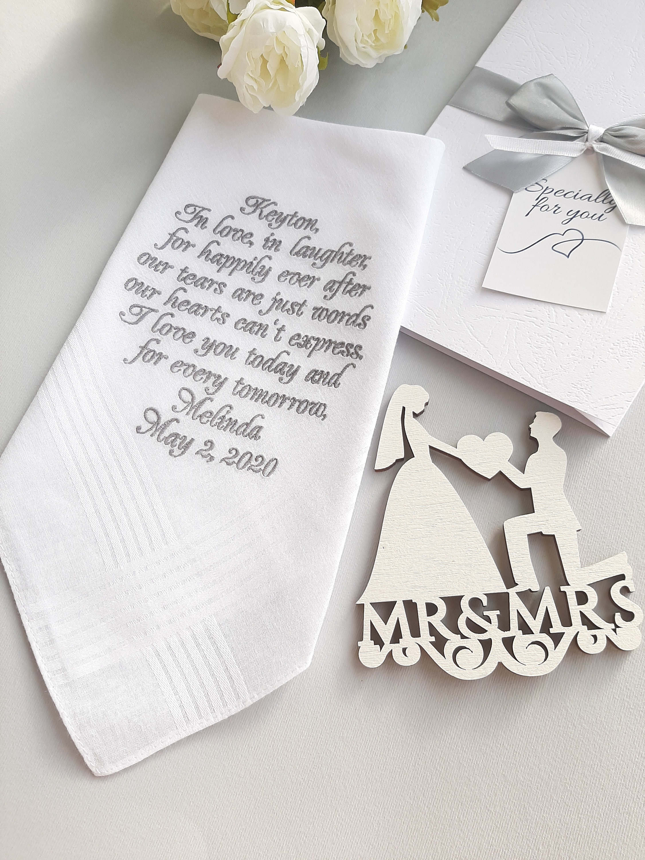 Wedding handkerchief for Groom from Bride Personalize custom | Etsy