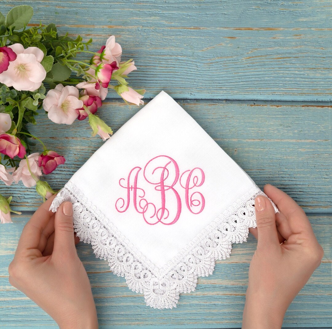 Monogram Cotton Hankerchief Personalized Custom Embroidered Hankerchief ...