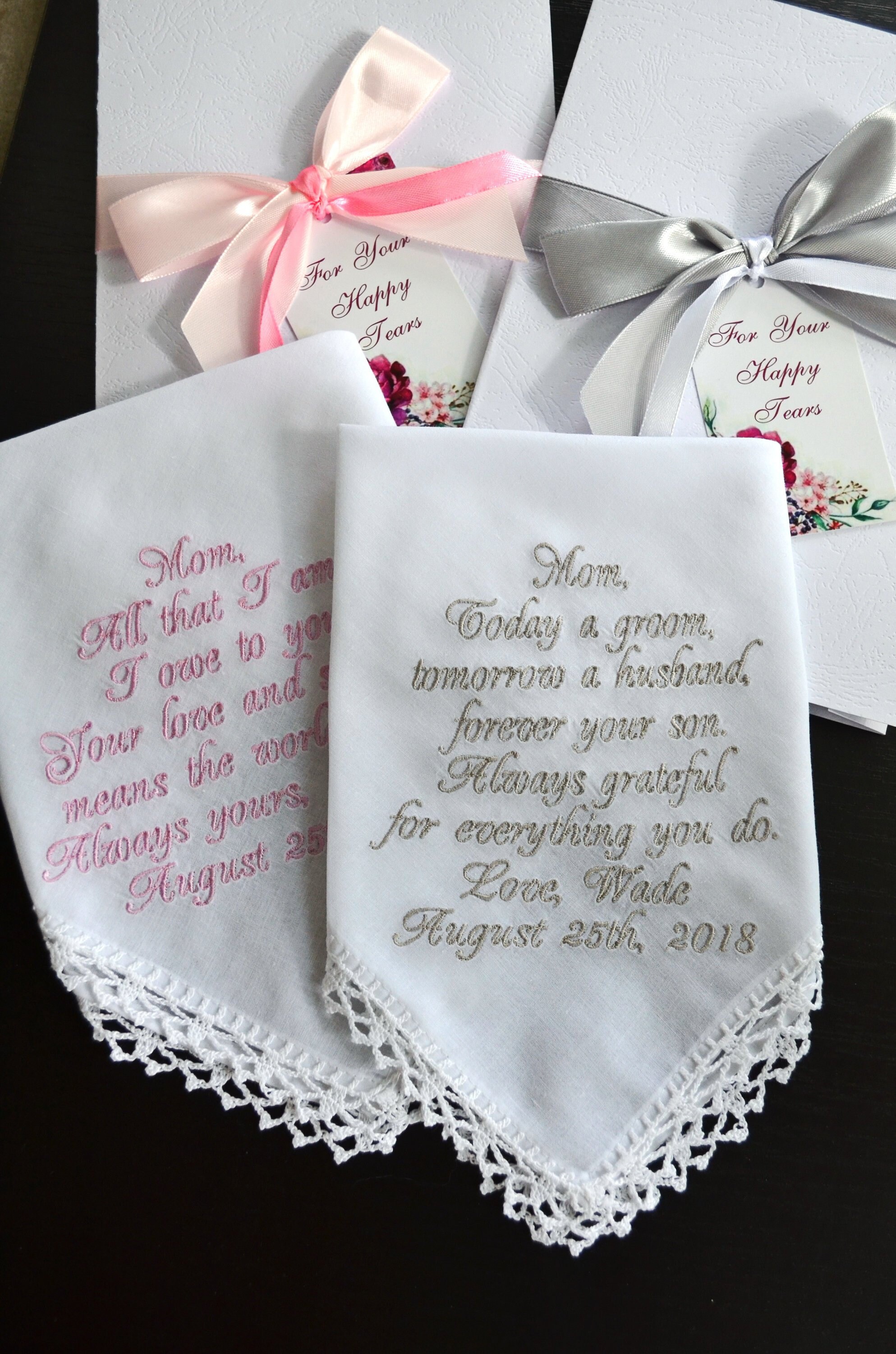 Wedding party gift handkerchief set Mother son gift for | Etsy