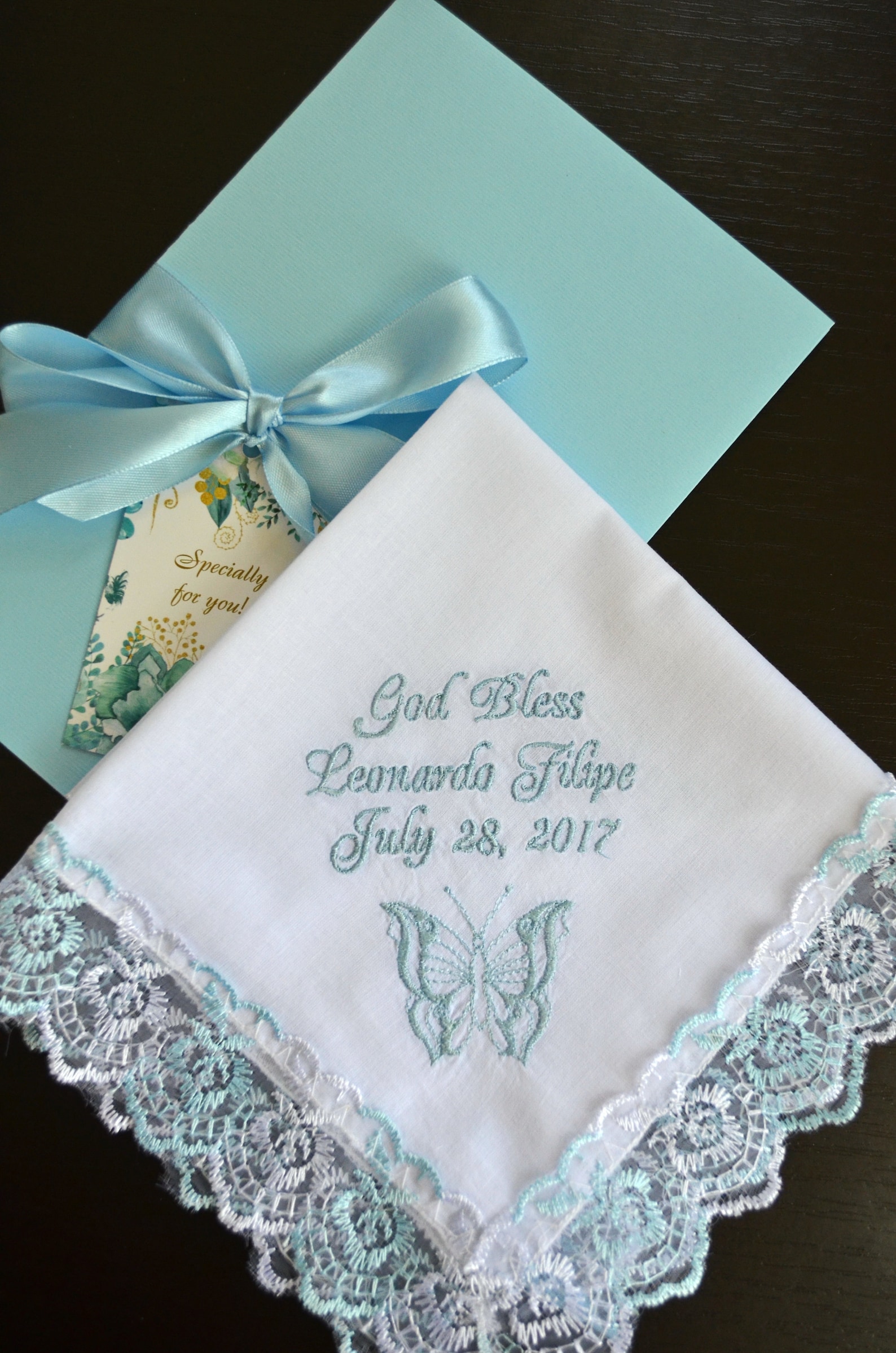 Baptism Gift for Godchild Personalized Baptism handkerchief | Etsy