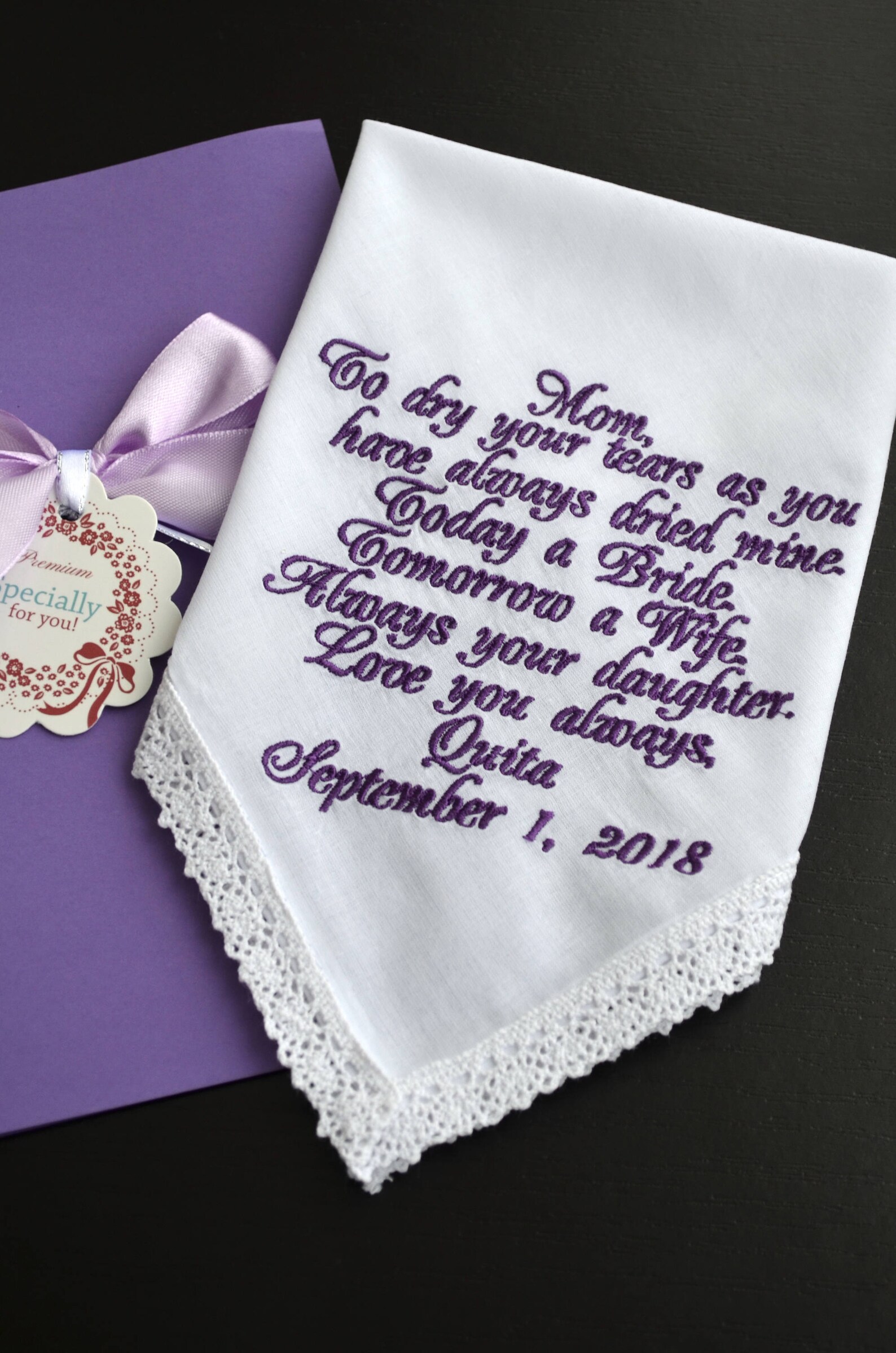 Mother of the Bride Handkerchief Embroidered Personalized Mom - Etsy