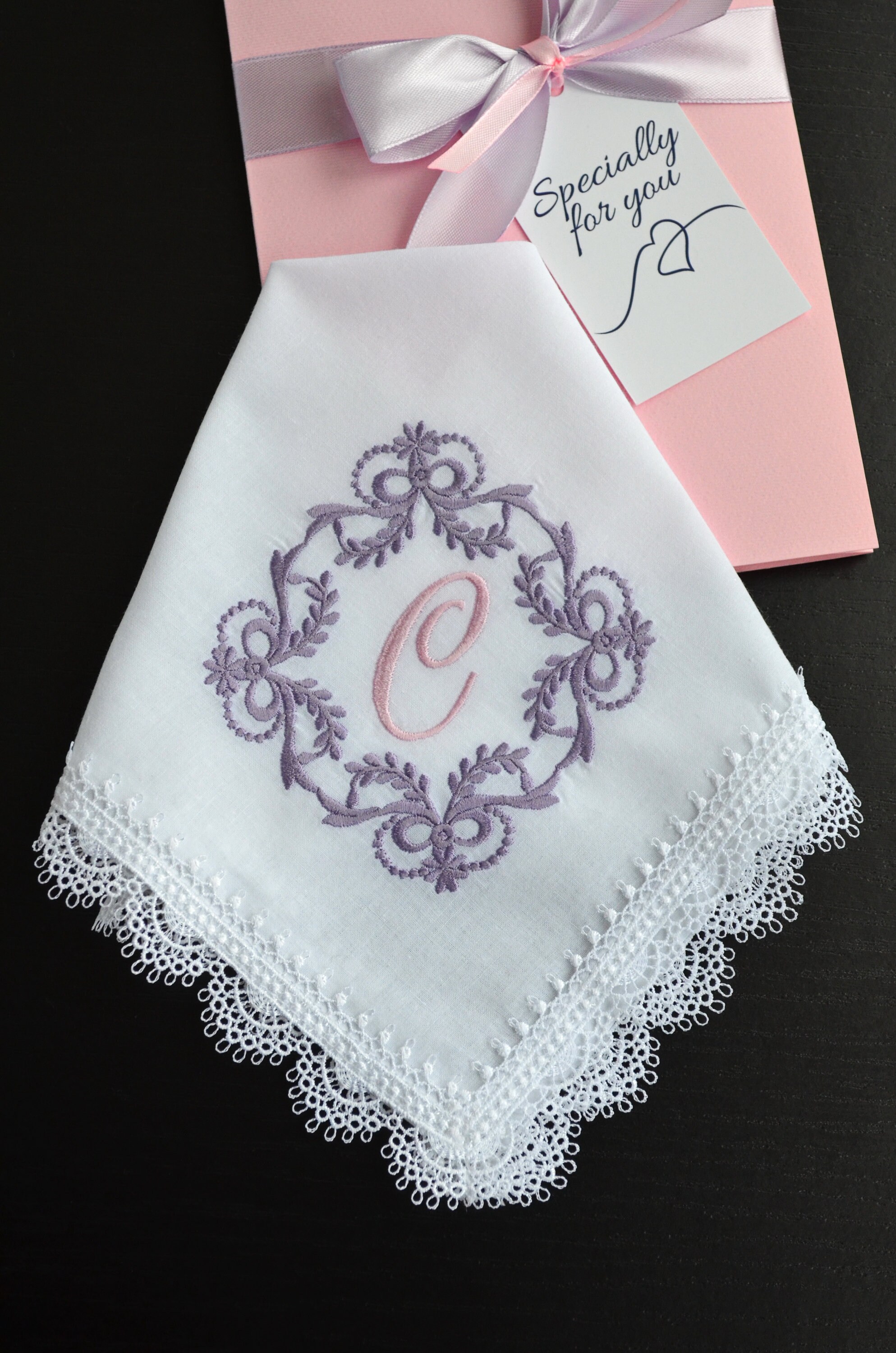 Bridesmaid Wedding Handkerchief, Bride Personalized Embroidered ...