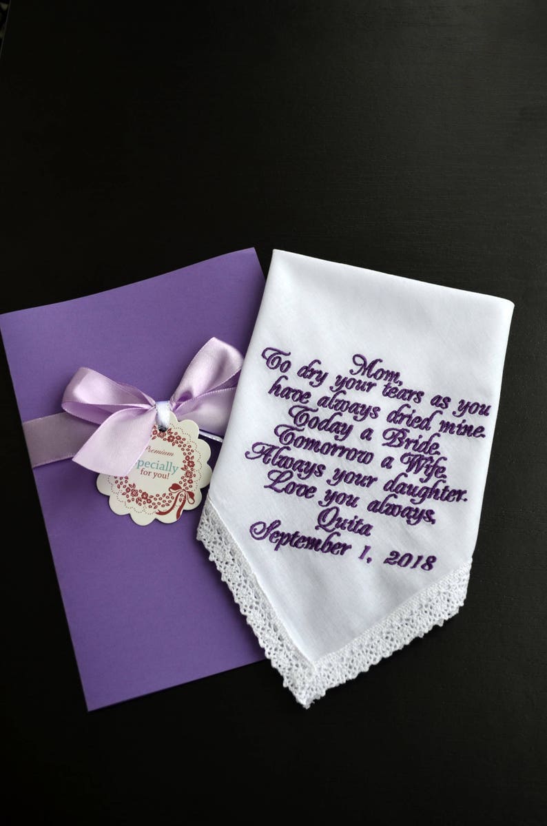 Mother of the Bride Handkerchief Embroidered Personalized Mom | Etsy