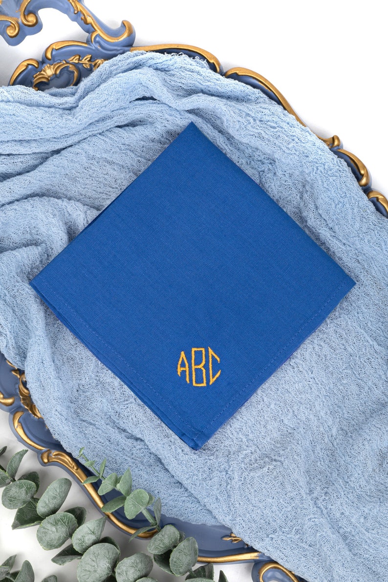 Linen Monogrammed Handkerchief Initials Pocket Square - Etsy