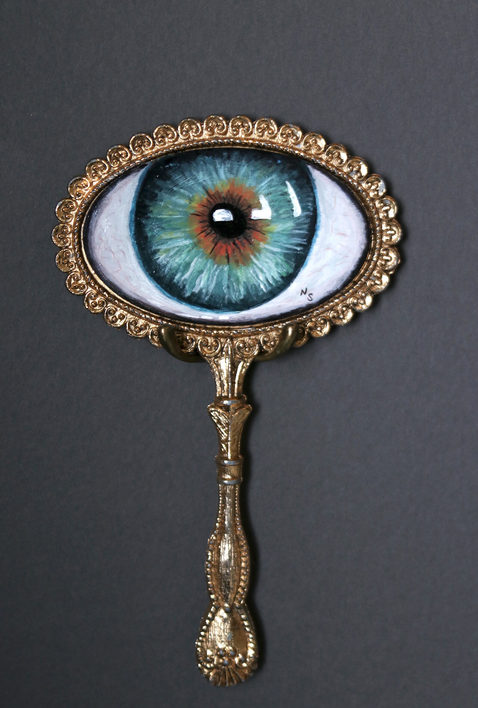 Commission Painting on Vintage Hand Mirrors Custom Art Piece | Etsy