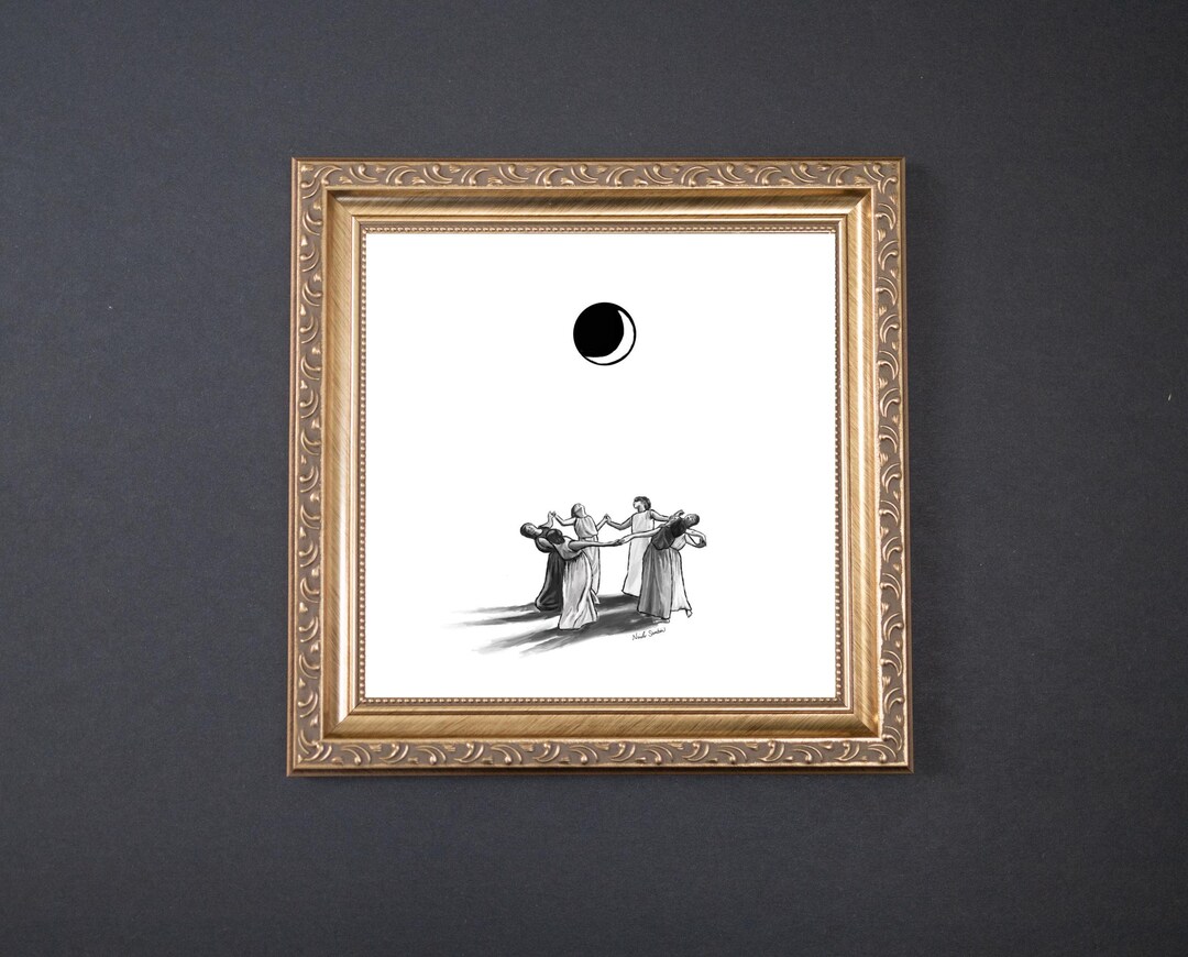 Witches Dancing Under Moonlight Art Print, Women Dancing Circle, Wiccan ...