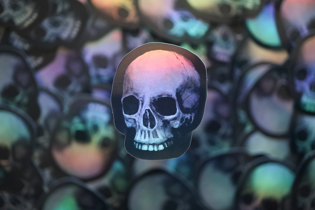 Holographic Skull Sticker Halloween Vinyl Sticker Laptop - Etsy