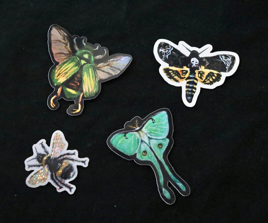 Insect Vinyl Stickers, Bumble Bee, Scarab Beetle, Luna Moth, Death Moth ...