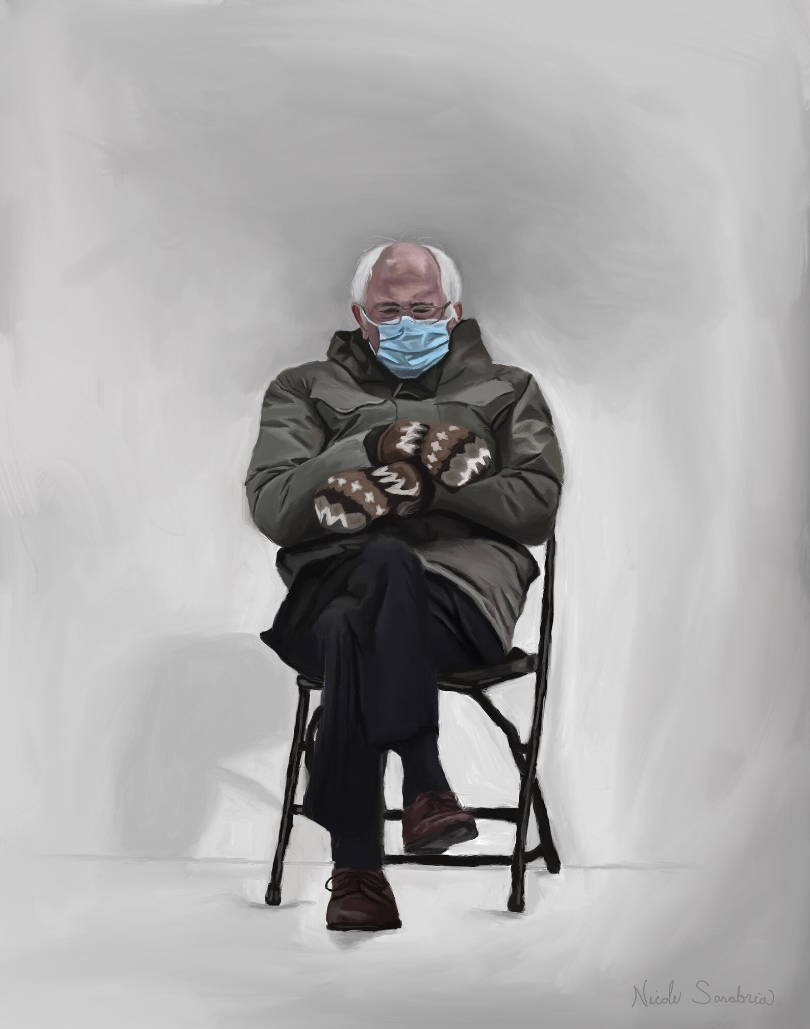 Bernie Sanders Mittens in a Chair Meme Painting Giclee Art - Etsy.de