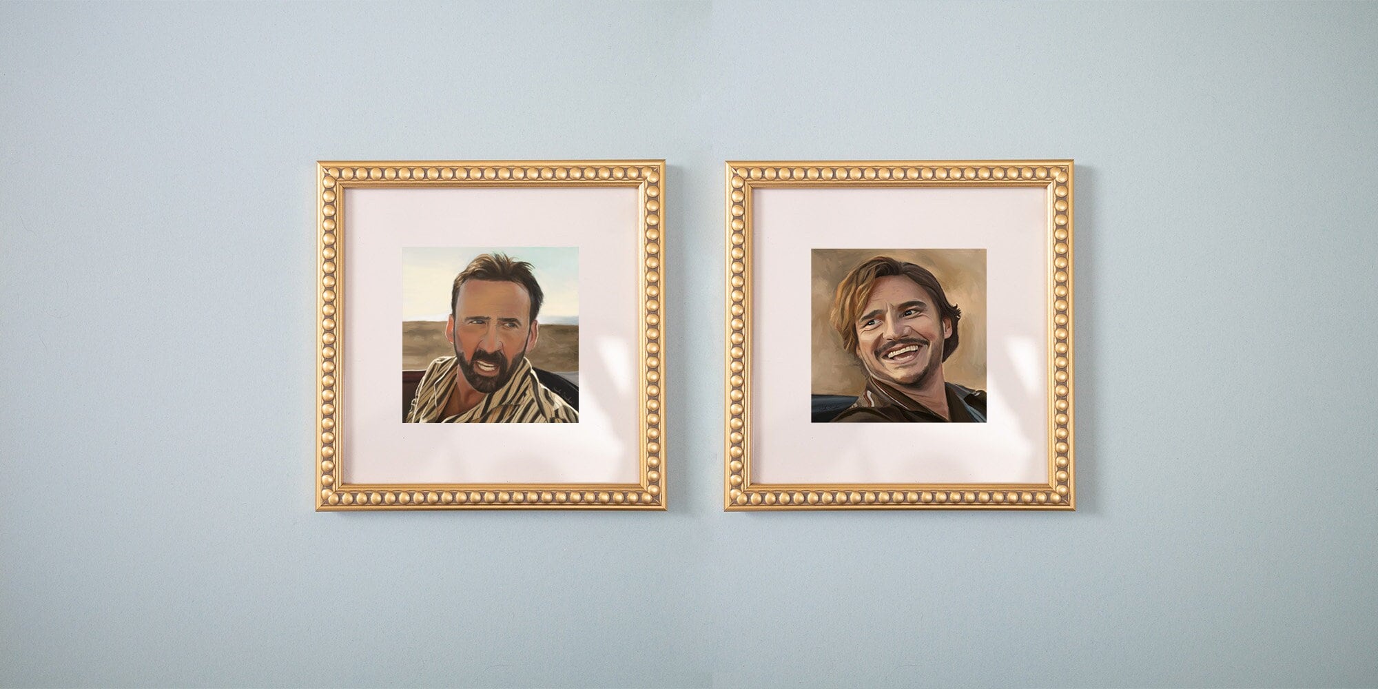 Pedro Pascal and Nicolas Cage Meme Painting, Fine Art Wall Print - Etsy