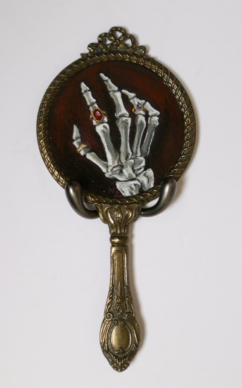 Commission Painting on Vintage Hand Mirrors Custom Art Piece | Etsy