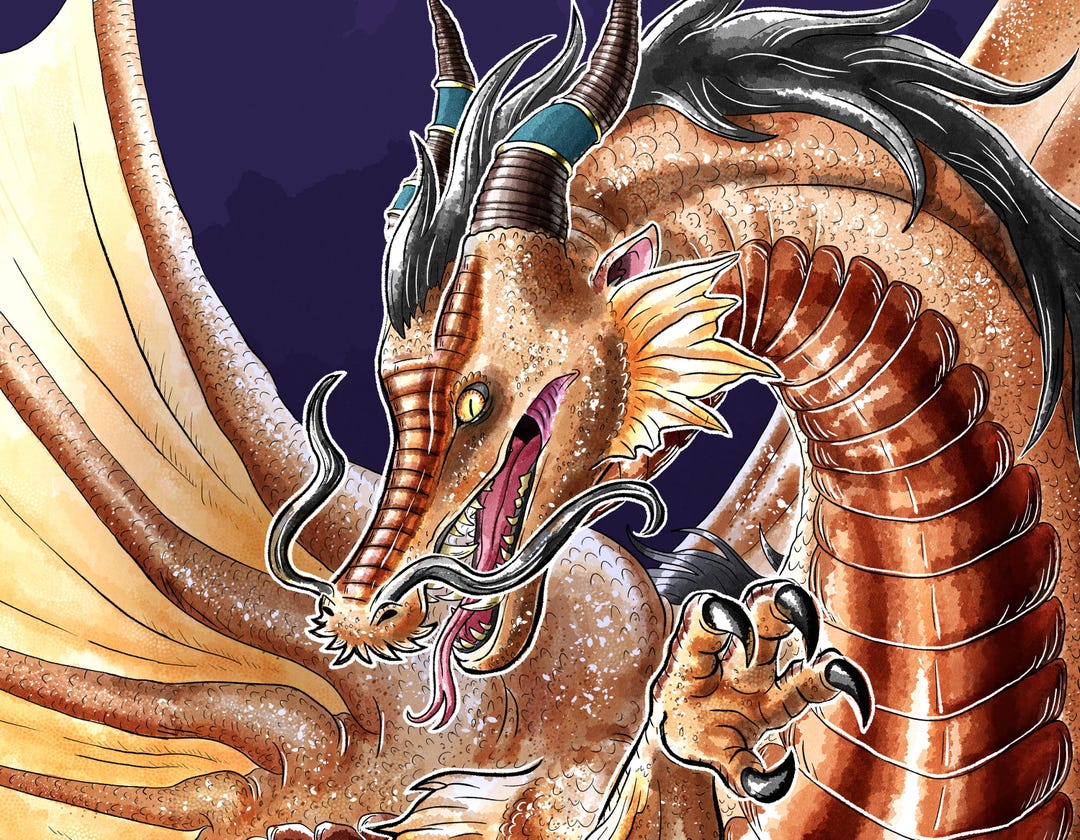 8.5x11 Inch Regal Copper Dragon Art Print - Etsy