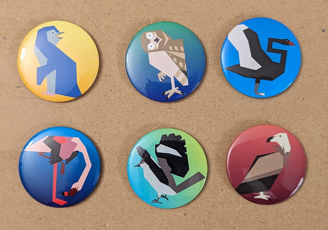 Set of 6 Vector Birds 1.5-inch Round Magnets - Etsy