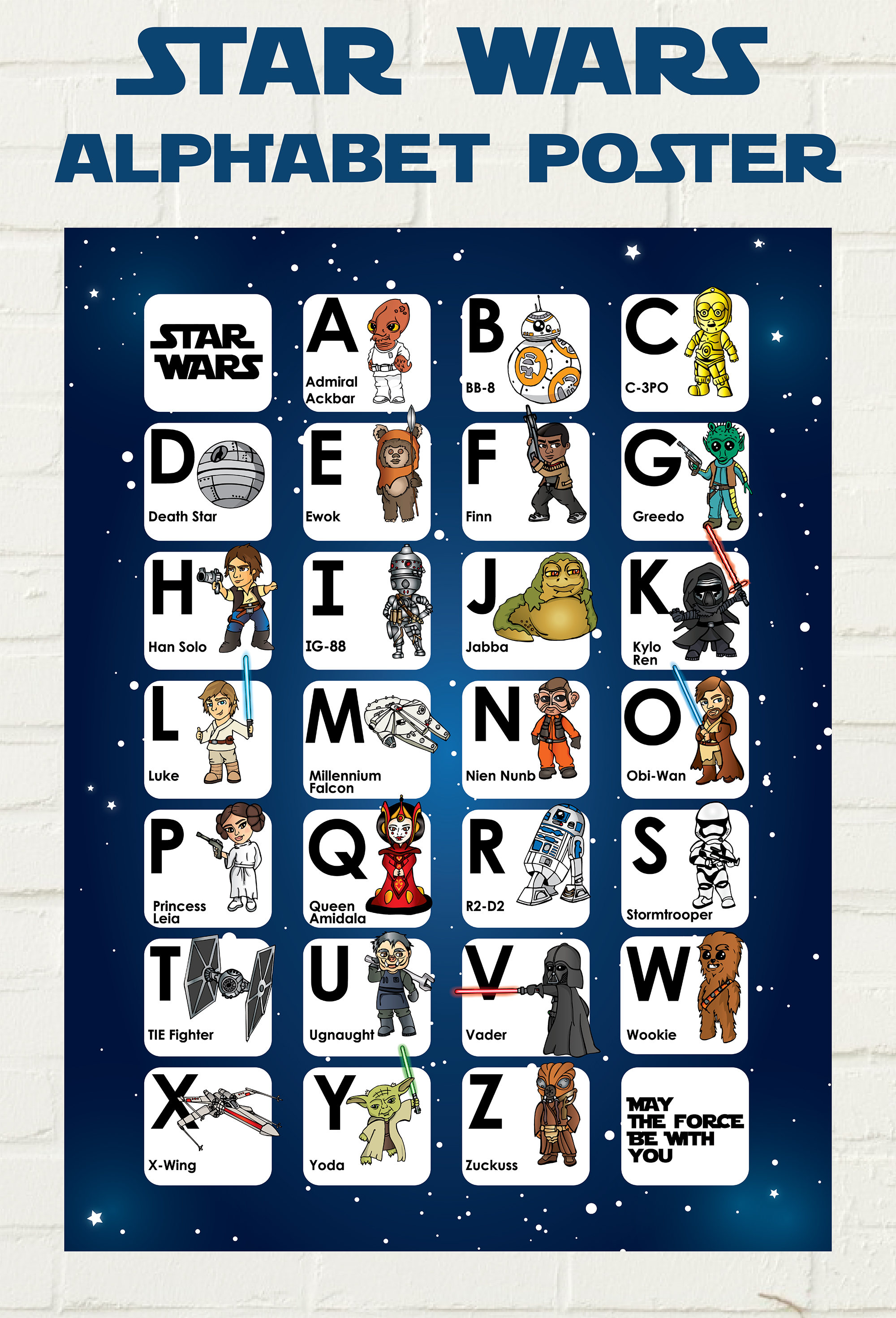 INSTANT DOWNLOAD Star Wars Kids Alphabet Characters Print | Etsy