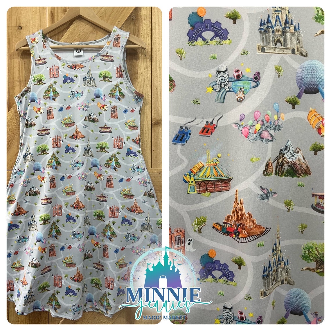 Disney Parks Dress Park Map Rides Disney Dress for Women Sleeveless ...
