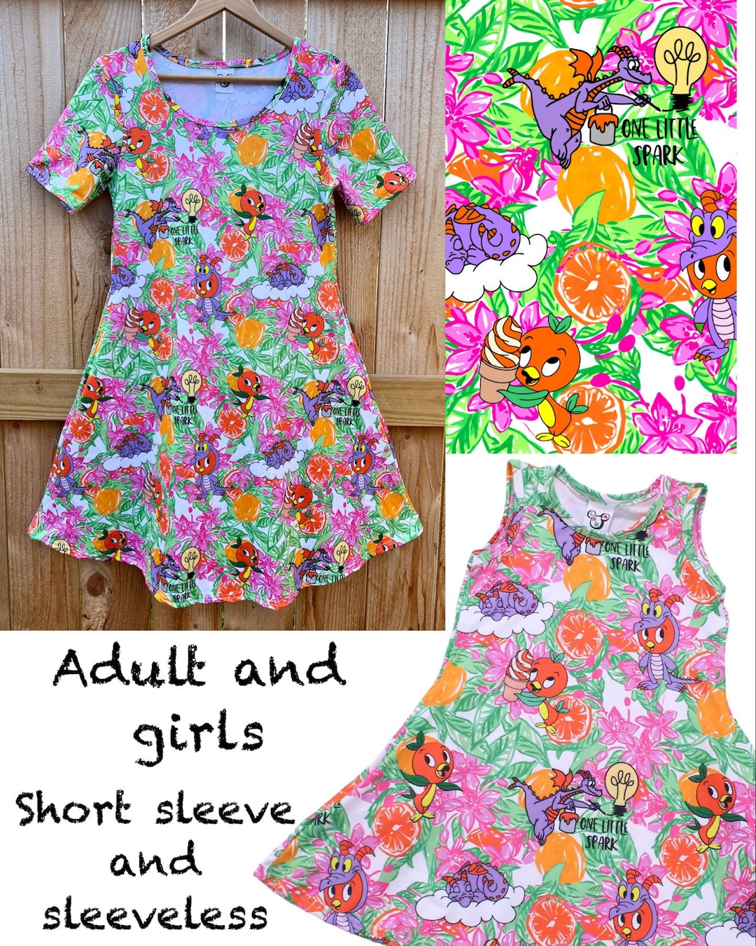 Disney Dress Orange Bird Figment Epcot Print Dress. Mommy and Me Disney ...