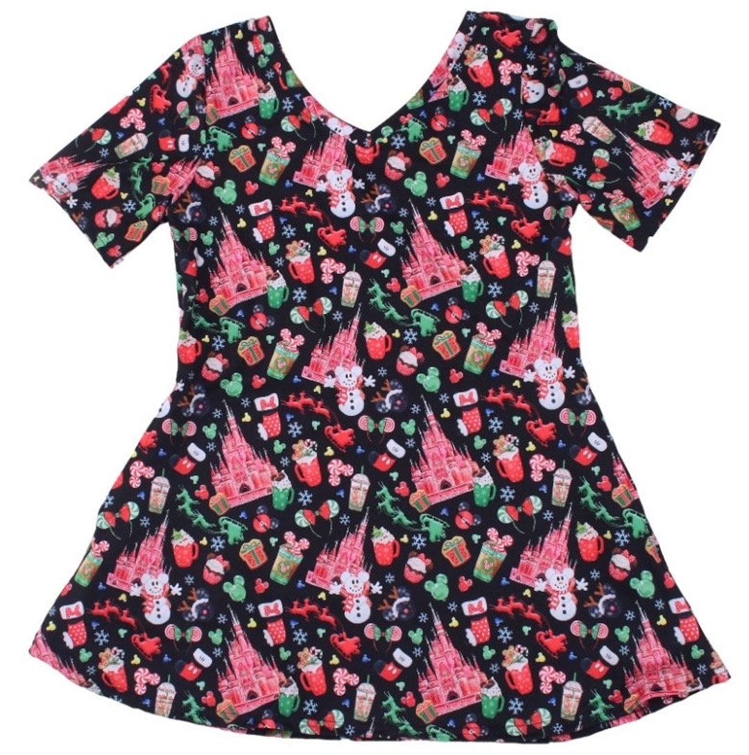 Christmas Tunic Top Disney Castles Print Tunic Length Top. Regular and ...