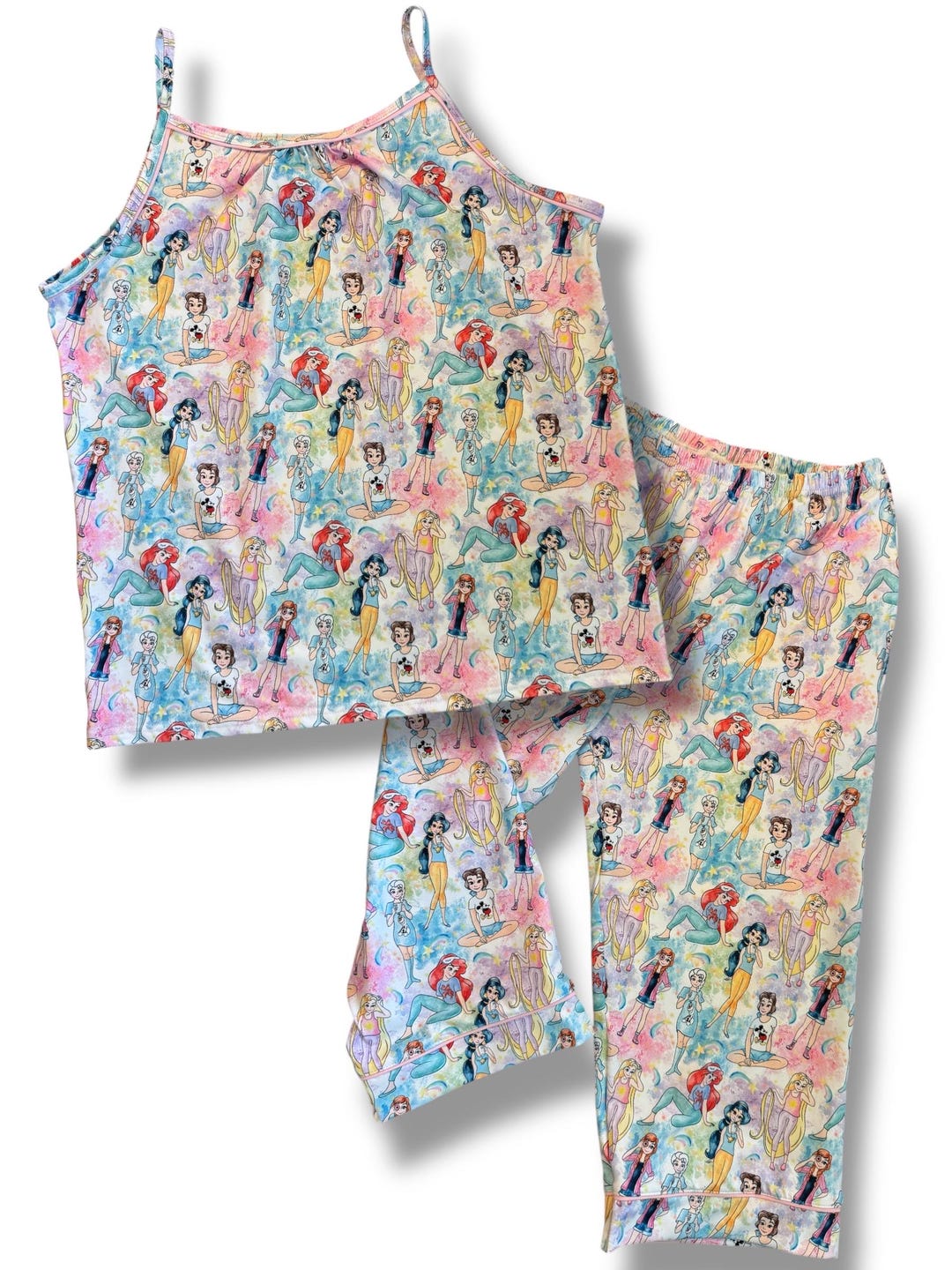 Disney Princess Pajama Set for Adults Top and Capri Pants. Princess ...
