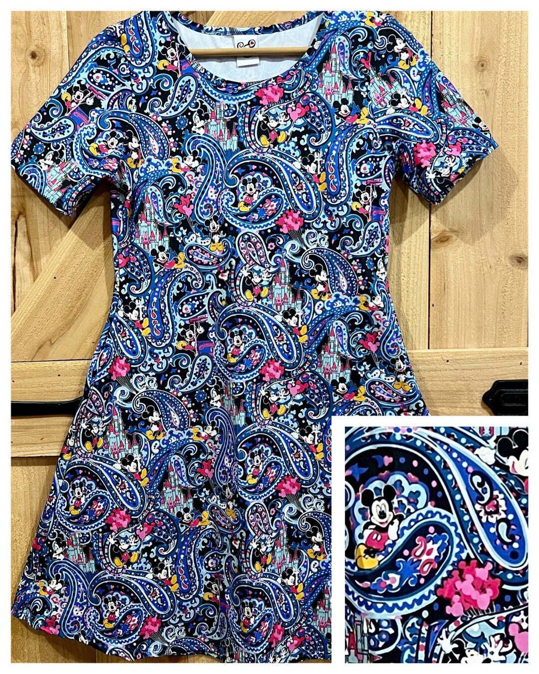 Disney Paisley Mickey Print Dress. Short Sleeve Navy Blue Disney Dress ...
