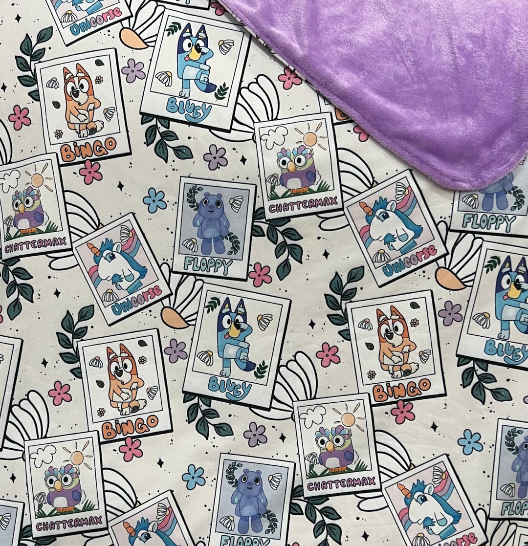 Blanket Blue Healer and Friends Retro Polaroid Print Throw Minky Lined ...