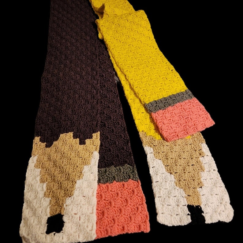 Yellow C2C Corner to Corner Crochet Pencil Scarf - Etsy