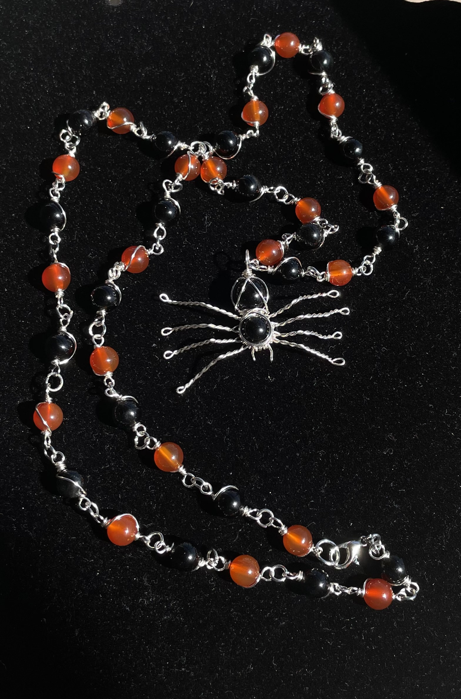 Wire Wrapped Spider and Bead Chain Necklace - Etsy