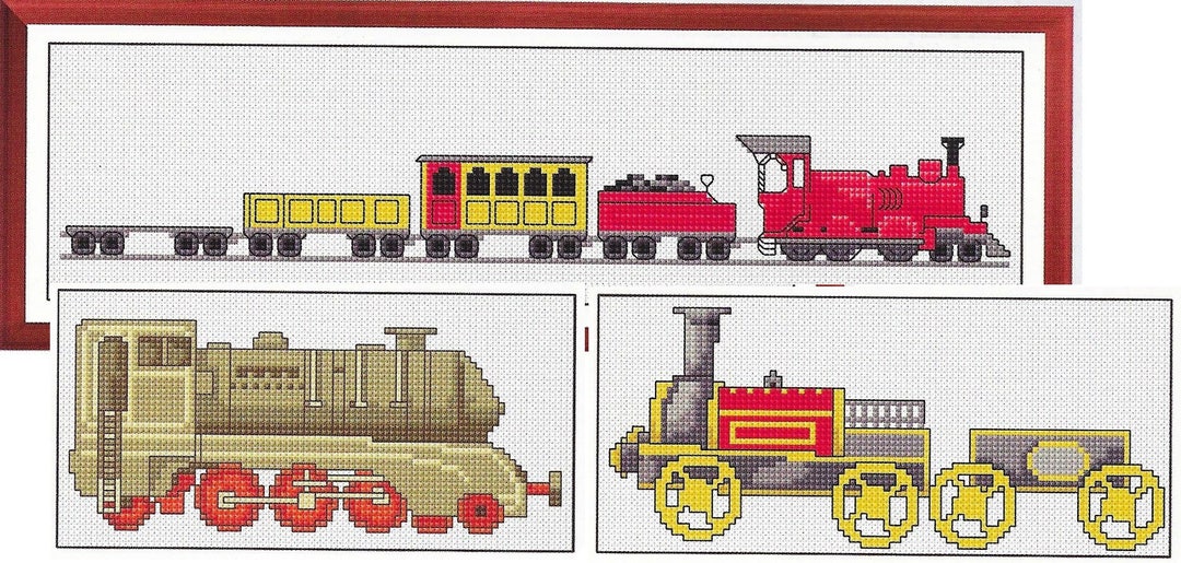 Trains Pdf Cross Stitch Design, Pdf Instant Download Xstitch Design ...