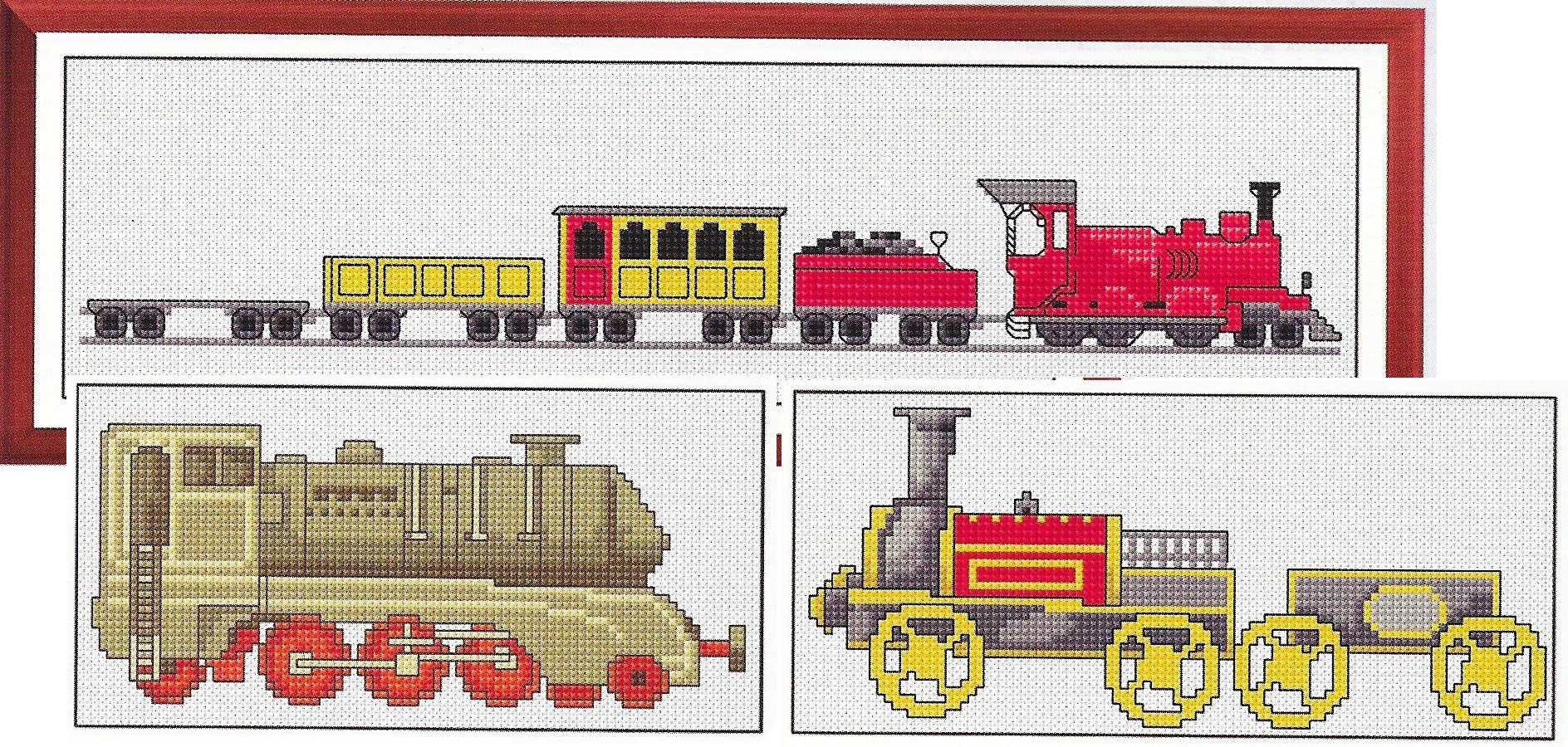 Trains Pdf Cross Stitch Design, Pdf Instant Download Xstitch Design ...