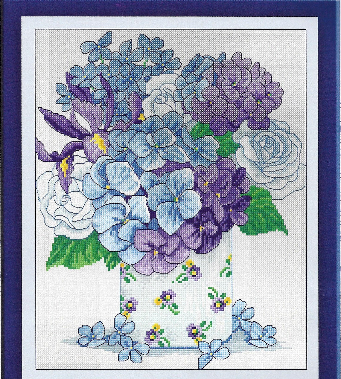 Blue Flowers Cross Stitch Pattern, Pdf Instant Download Xstitch Design ...