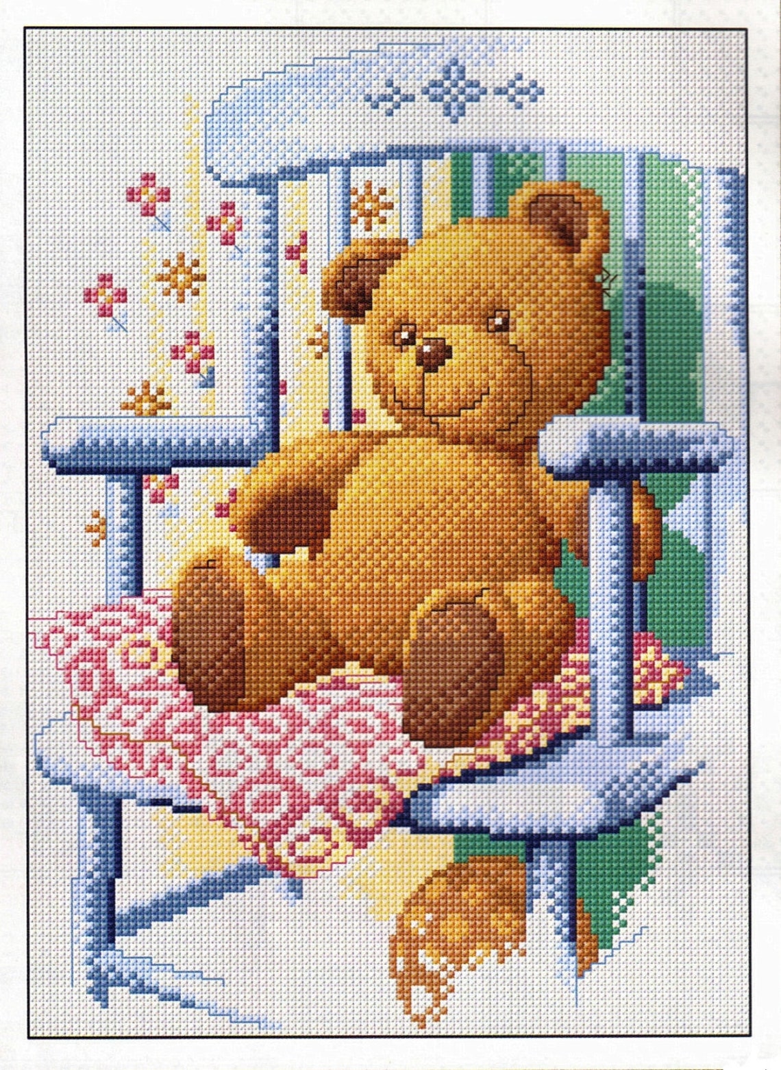 Cross Stitch Pattern, Teddy Bear Cross Stitch Pdf Pattern, Modern Pdf ...