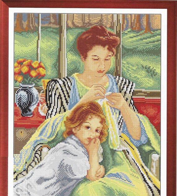 Mother and daughter cross stitch pattern pdf instant download | Etsy