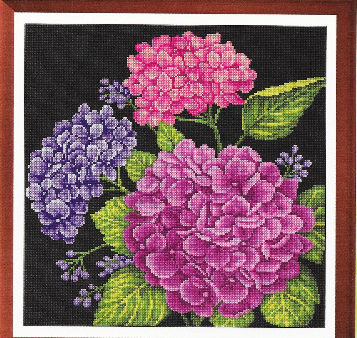 Hydrangea Flower Cross Stitch Pattern, Pdf Instant Download Xstitch Design, Pdf Cross Stitch ...