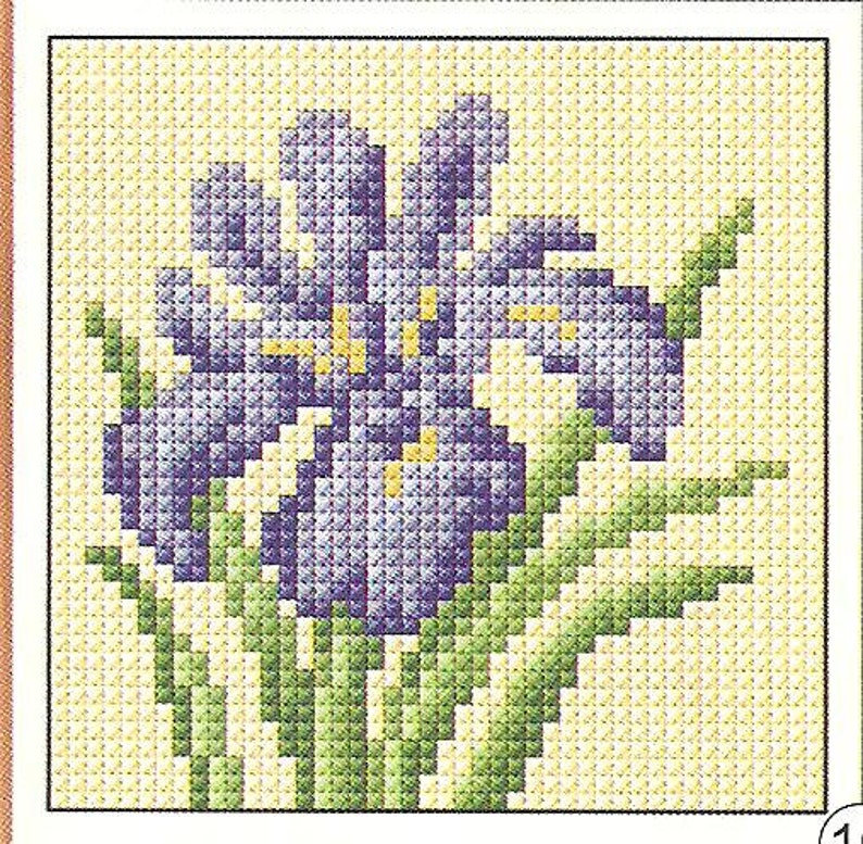 Iris Flower Cross Stitch Pattern , Flower Cross Stitch Pattern, Blue ...
