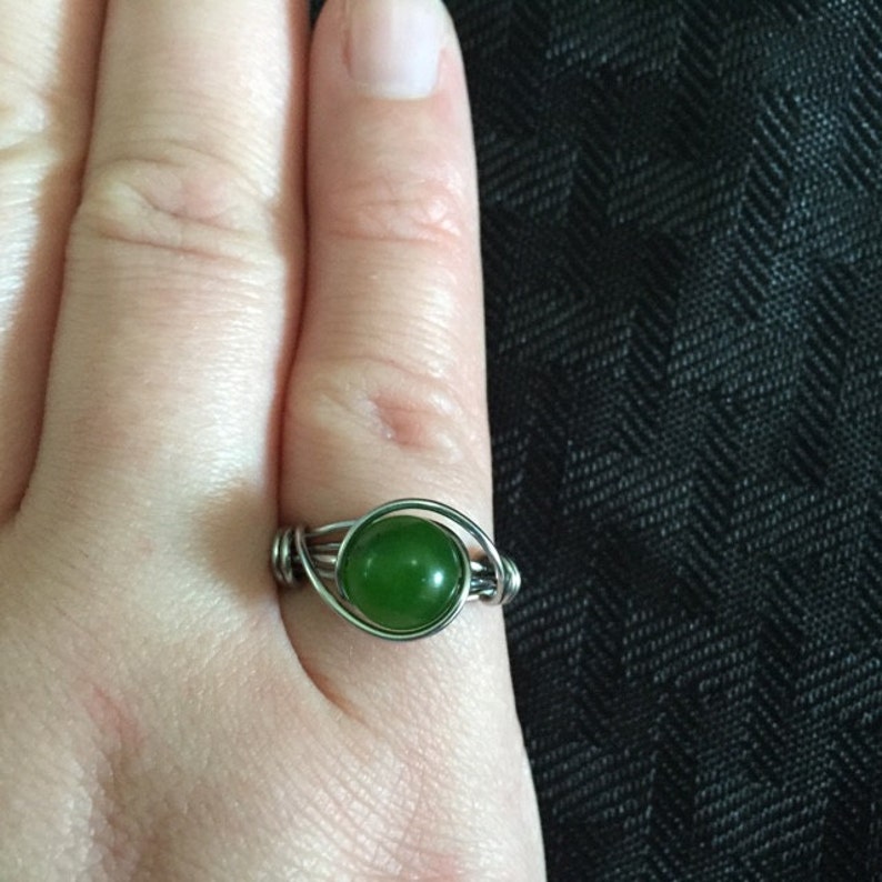 Nephrite Jade Wire Wrapped Ring | Etsy