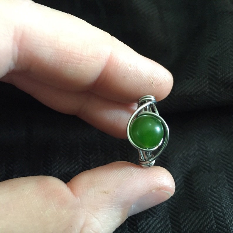 Nephrite Jade Wire Wrapped Ring | Etsy