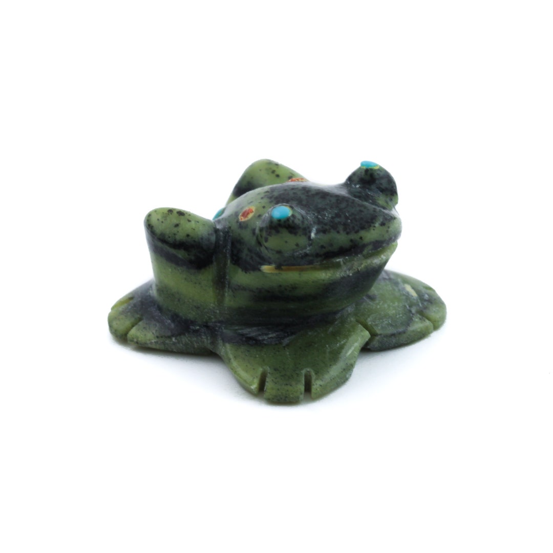 Carved Frog Lily Pad Snake Eye Zuni Ornament - Etsy