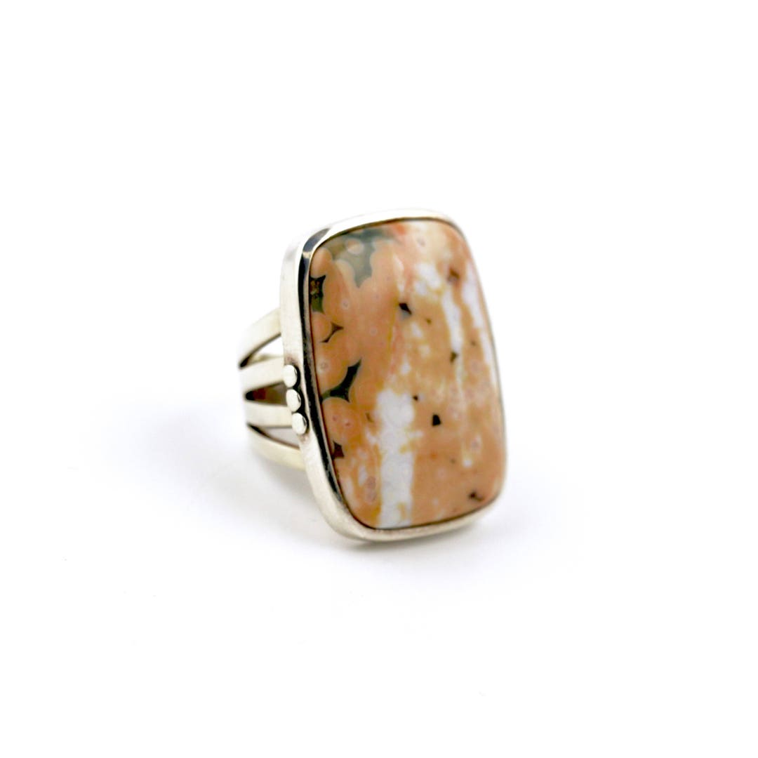 Gorgeous Pastel Peachy Pink Ocean Jasper Ring by TK - Etsy