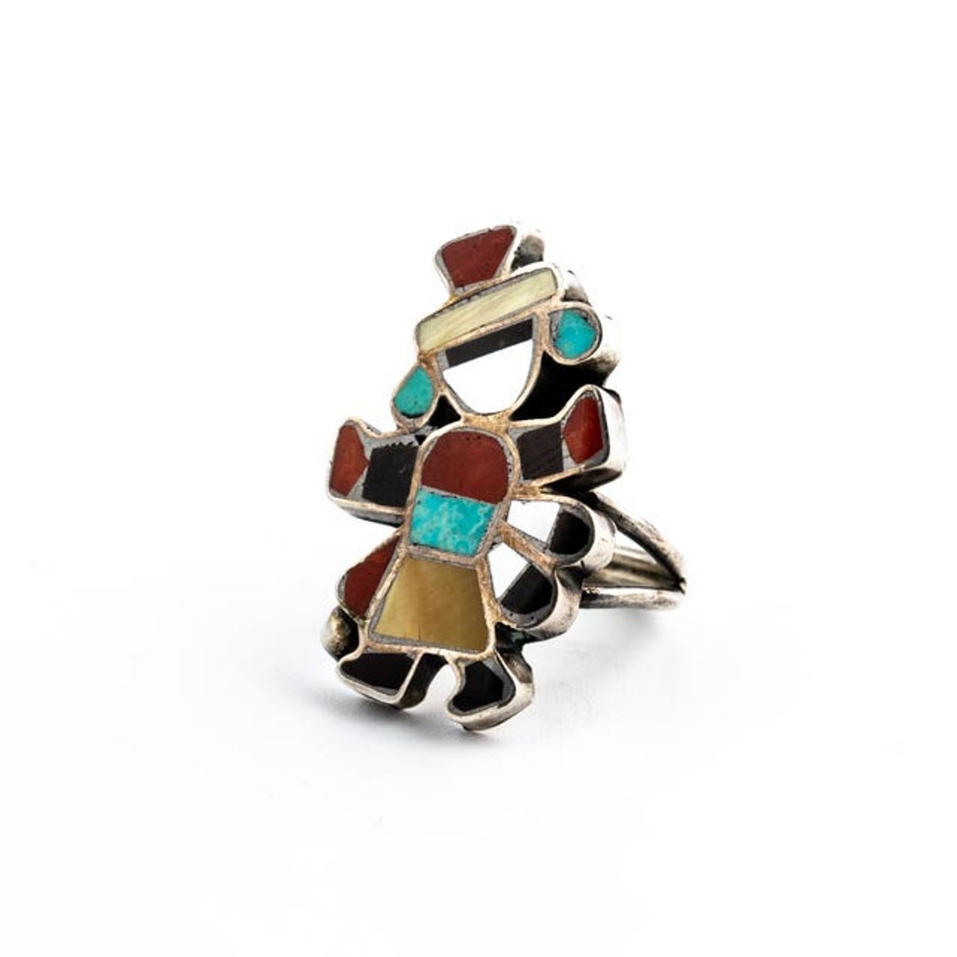Traditional 1970's Zuni "rainbow Man" Kachina Multi-stone Inlay Ring by ...