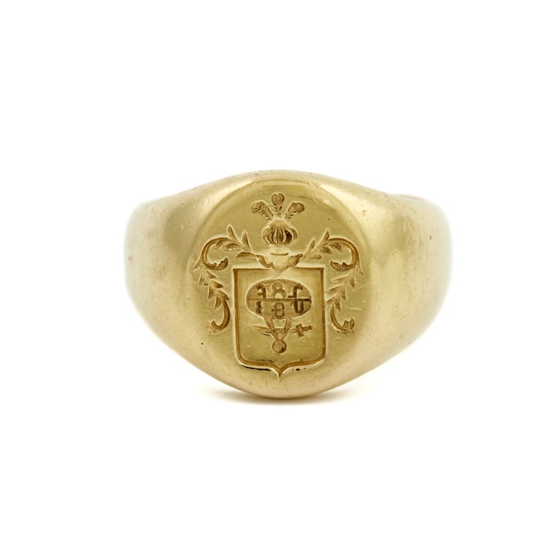 Gold Kinship Wax Seal Crest Signet Ring - Etsy