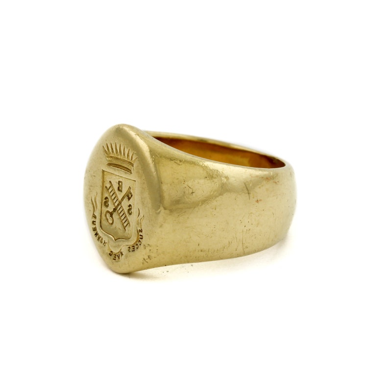 Gold crown & Key Wax Seal Signet Ring - Etsy