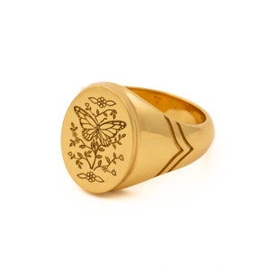 Yellow Gold monarch Signet Ring by Kingdom - Etsy