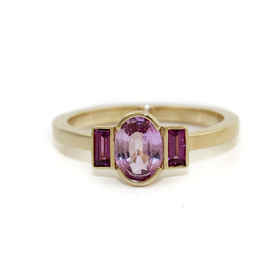 14k Gold X Pink Sapphire & Grape Garnet Engagement Ring - Made to Order ...