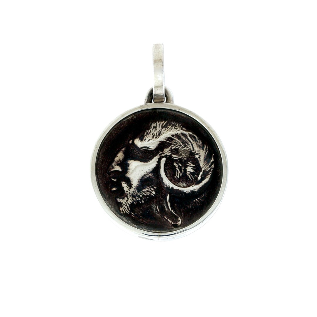 Silver X stoic Satyr Coin Pendant - Etsy