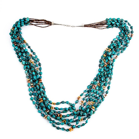 Stacked Natural Santo Domingo Turquoise Heishi Neckla… - Gem
