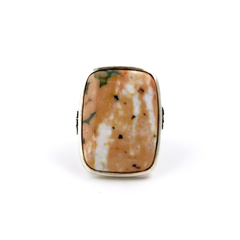 Gorgeous Pastel Peachy Pink Ocean Jasper Ring by TK - Etsy