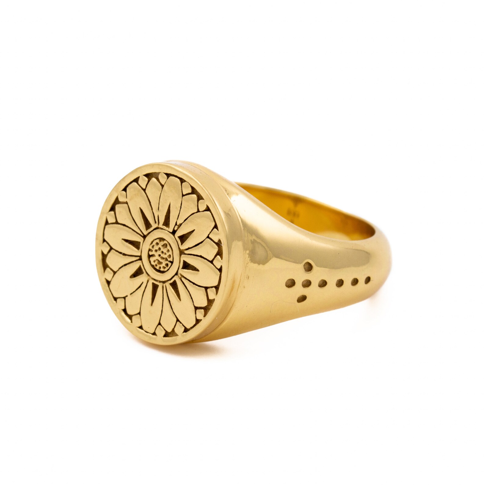 Solid Yellow Gold Japanese-inspired "sunflower" Signet by Kingdom - Etsy