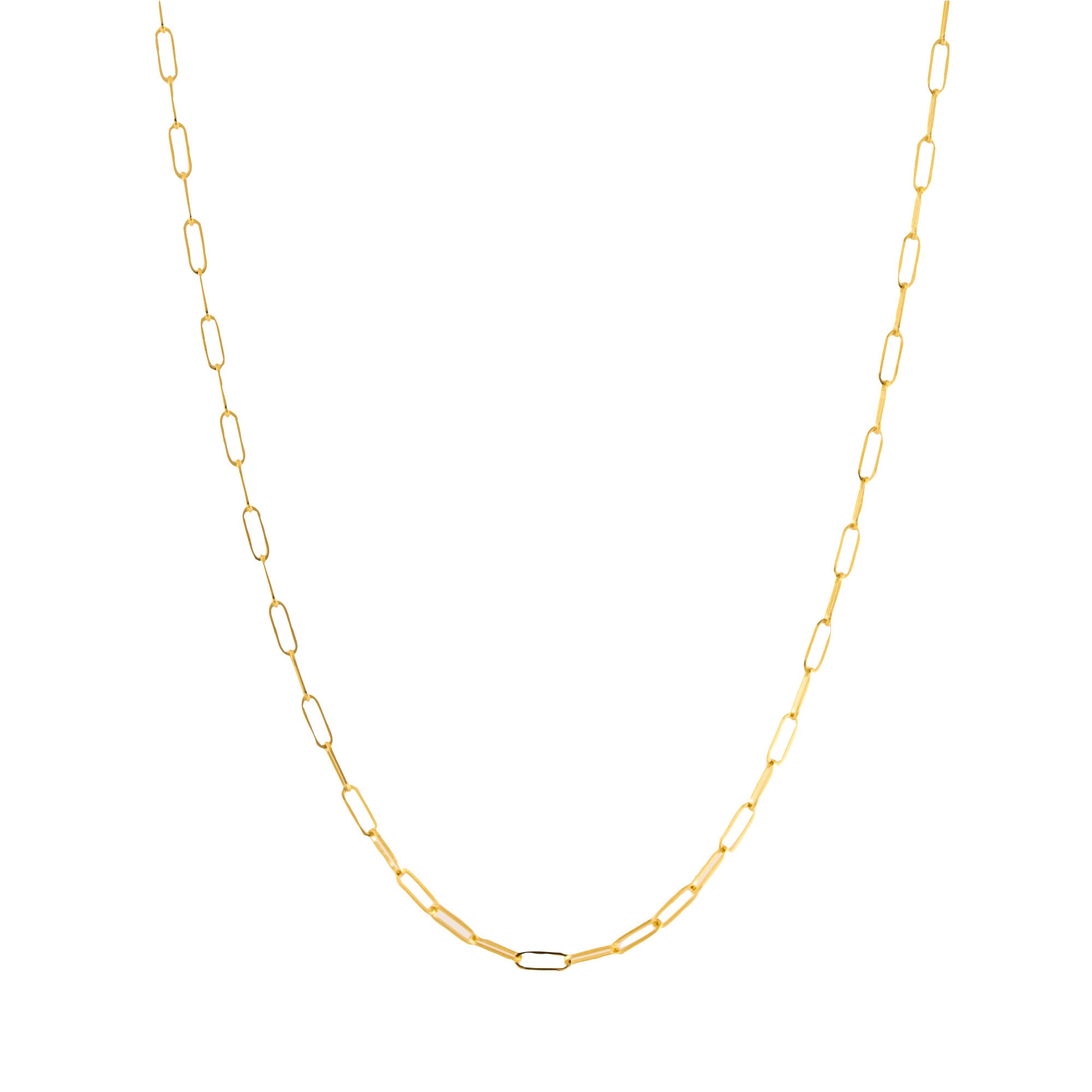 10 KT Gold Paper Clip Link Chain Necklace | Etsy