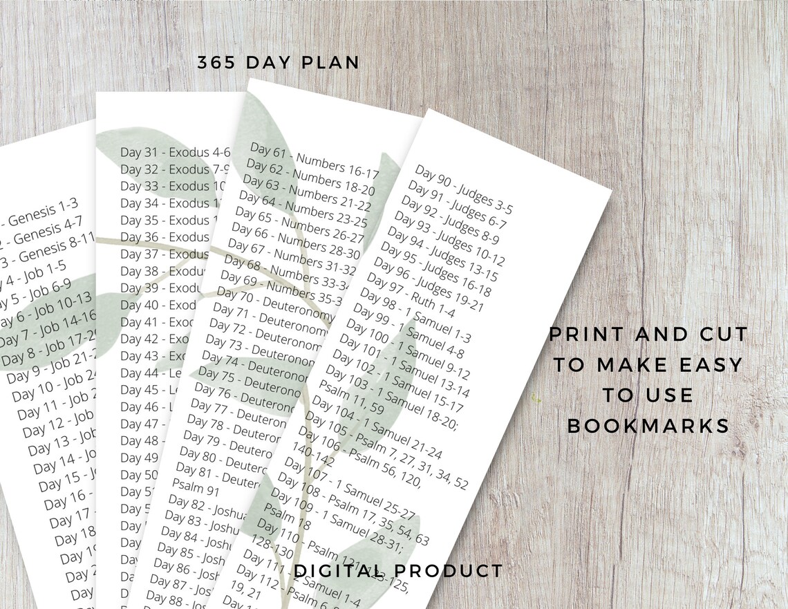 Bible Reading Plan Bookmark Chronological Bible Plan for - Etsy