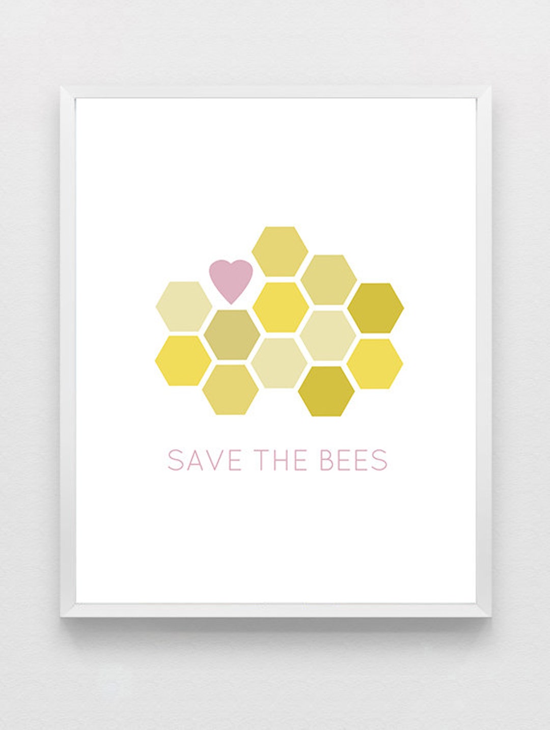 Save the Bees Digital Download Print With Honeycomb and Heart Nature ...