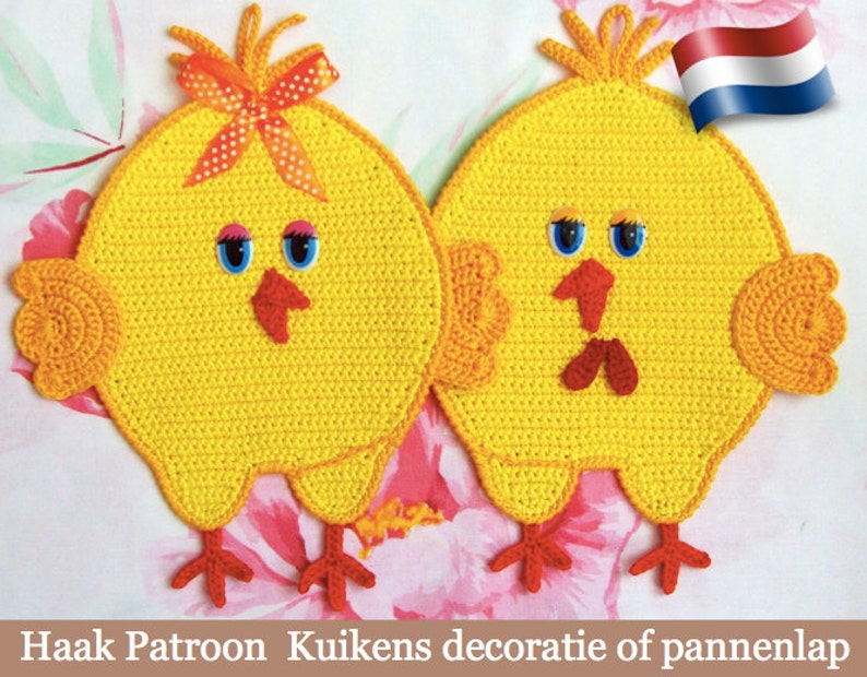 051NLY Haak Patroon - Kuikens decoratie, pannenlap of klein kussen ...